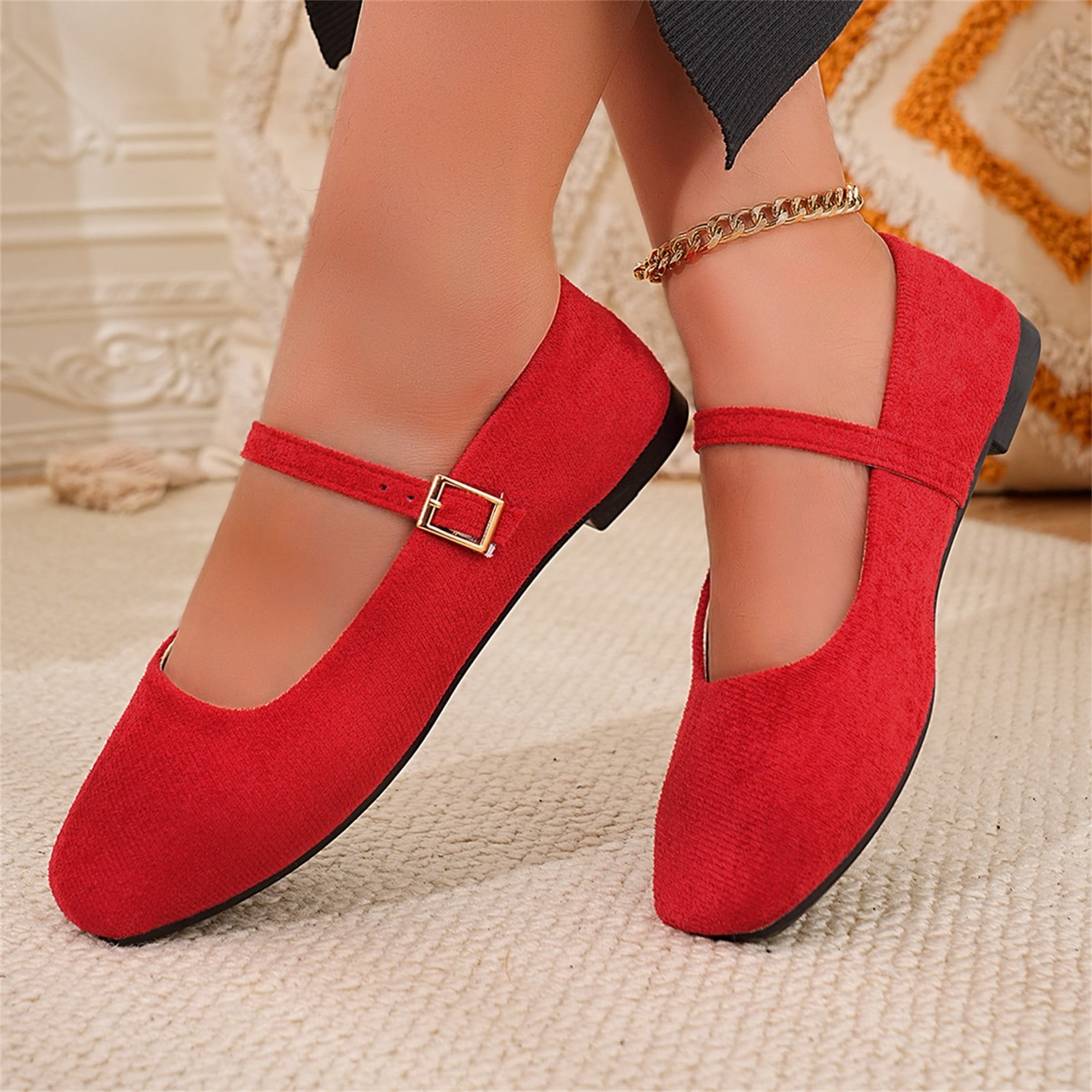 Ballet Flats for Women Slip On Square Toe Formal Wedding Flats Shoes ...