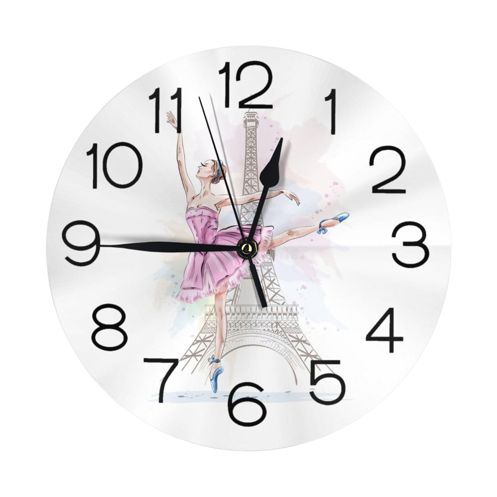 Ballet Girl Dancer Paris Eiffel Tower Wall Clock - 10 Inch Silent Non ...