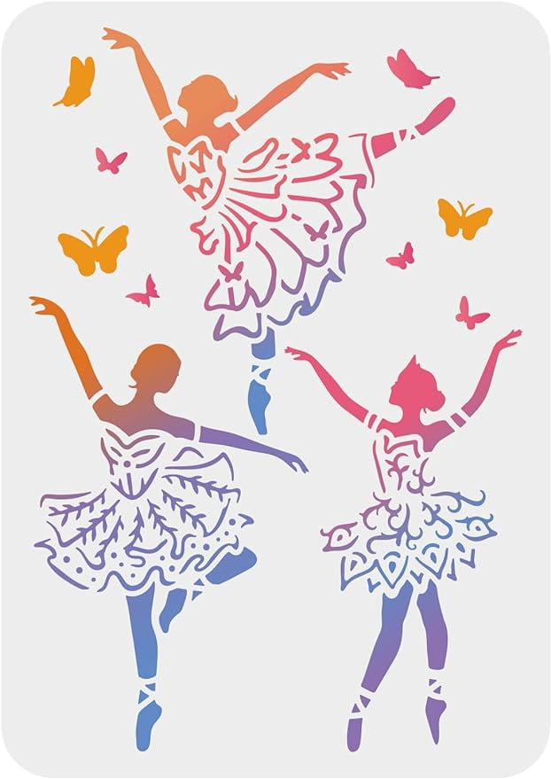 1PC Ballet Girl Painting Stencil 11.7x8.3 inch Hollow Out Dancer Girl ...
