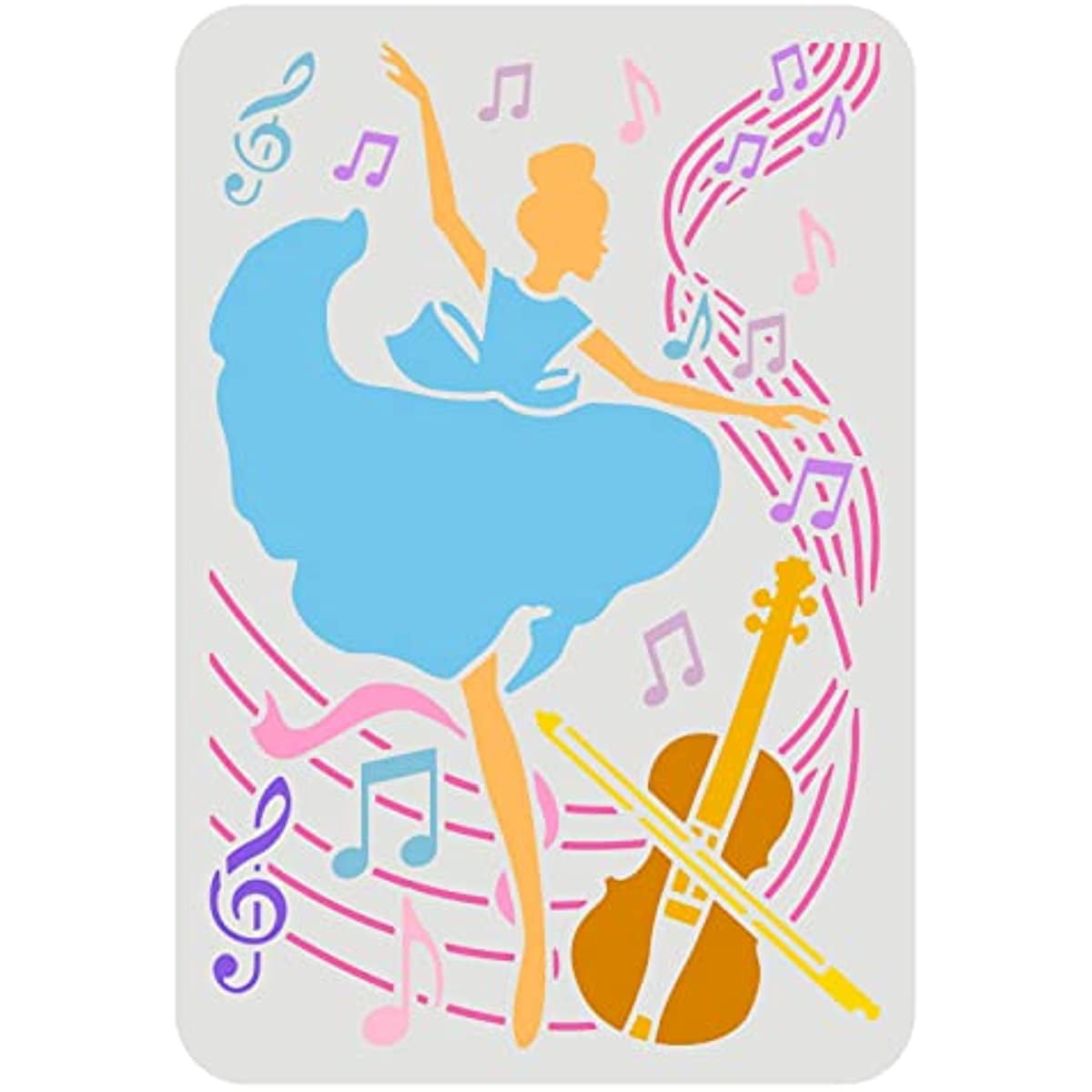Ballet Girl Stencil Musical Note Violin Stencil Large Reusable ...
