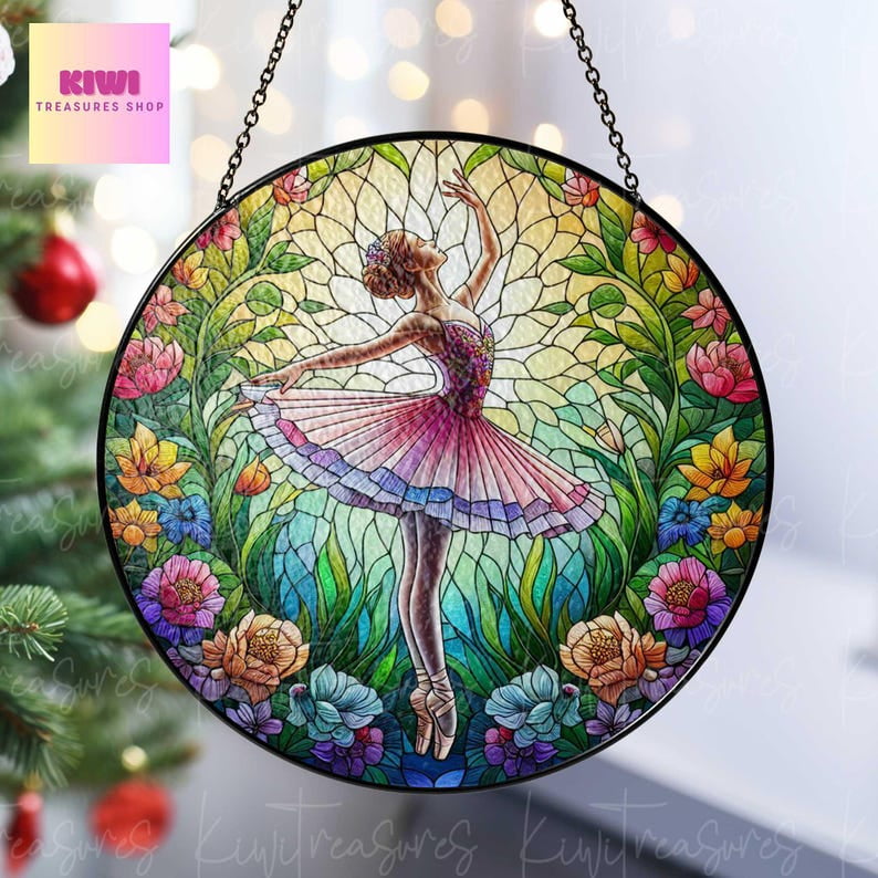 Ballet Girl among wildflower GLASS Suncatcher Hanging, Ballerina idea ...