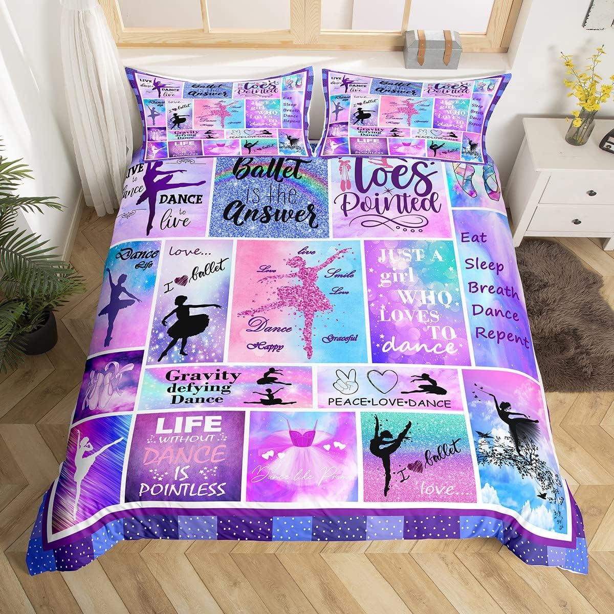 Ballet Girls Bedding Twin Ballet Lovers Duvet Cover Blue Purple ...