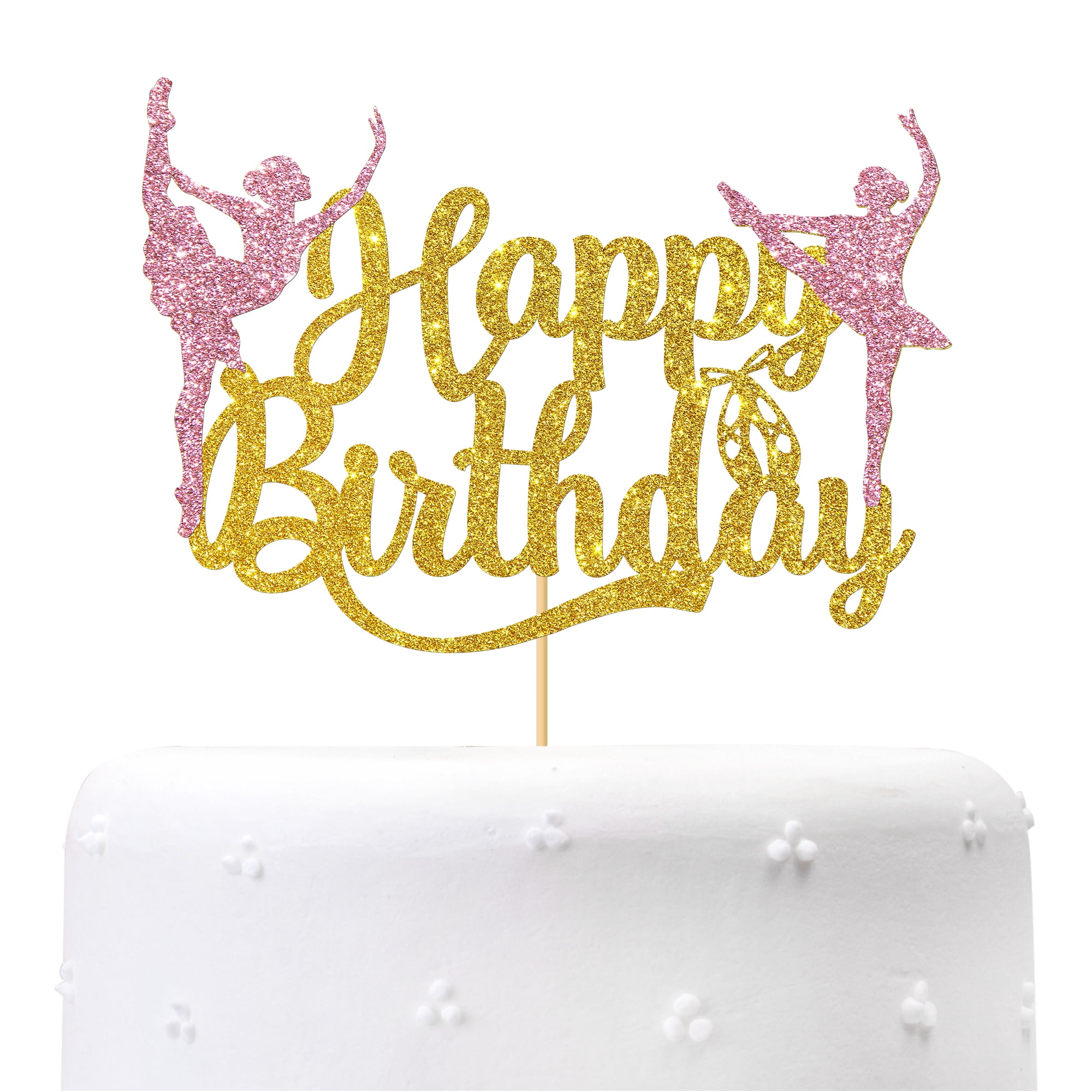 Ballet Happy Birthday Cake Topper, Ballerina Girl Dancing Cake Supplies ...