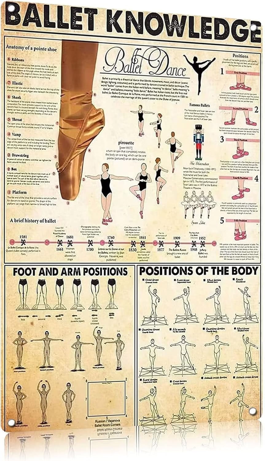 Ballet Knowledge Metal Signs Evolution History Tin Poster Dance Lovers ...