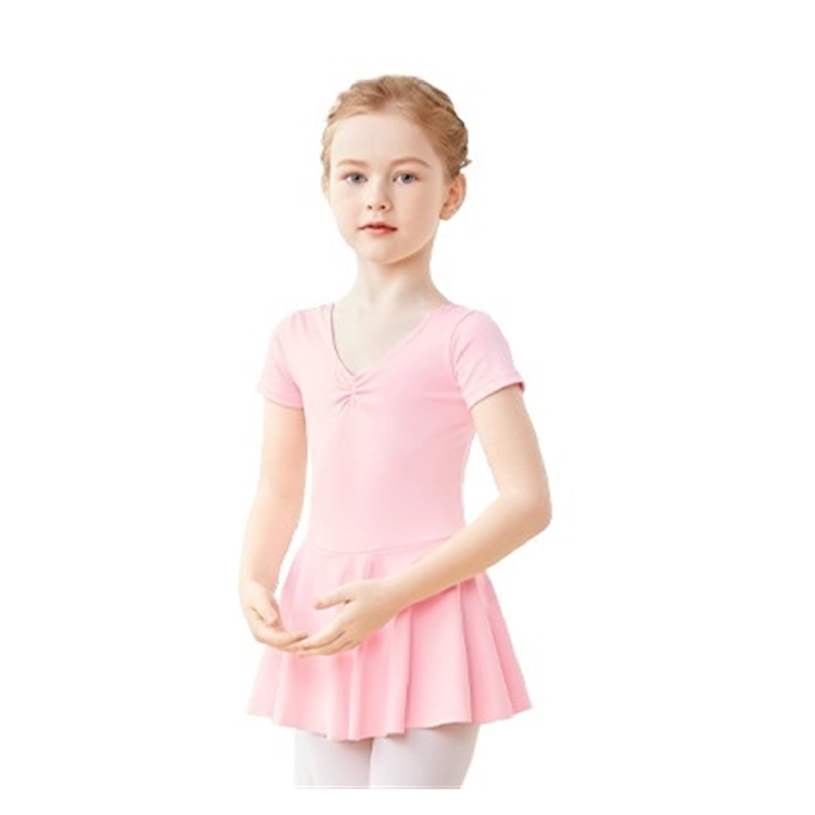 Ballet Leotard Dress Pink Dance Leotard with Tutu Short Sleeve ...