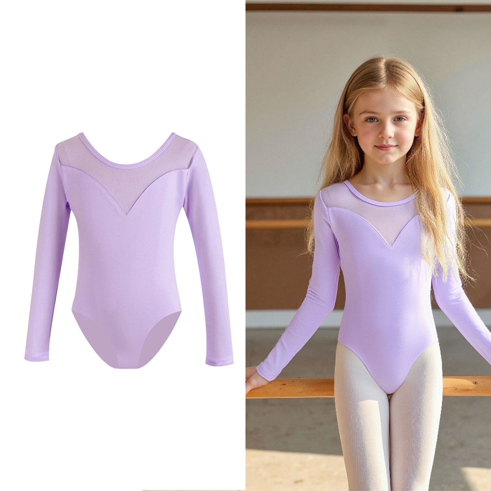 Ballet Leotard for Girls Classic Long Sleeve Purple Ballet Leotard for ...