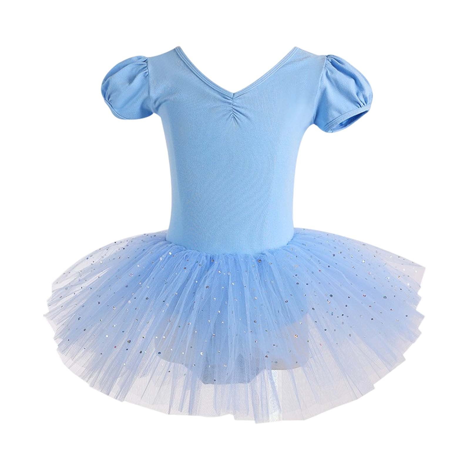 Ballet Leotards Girls Ballet Dance Dress Short Sleeve Solid Leotard ...