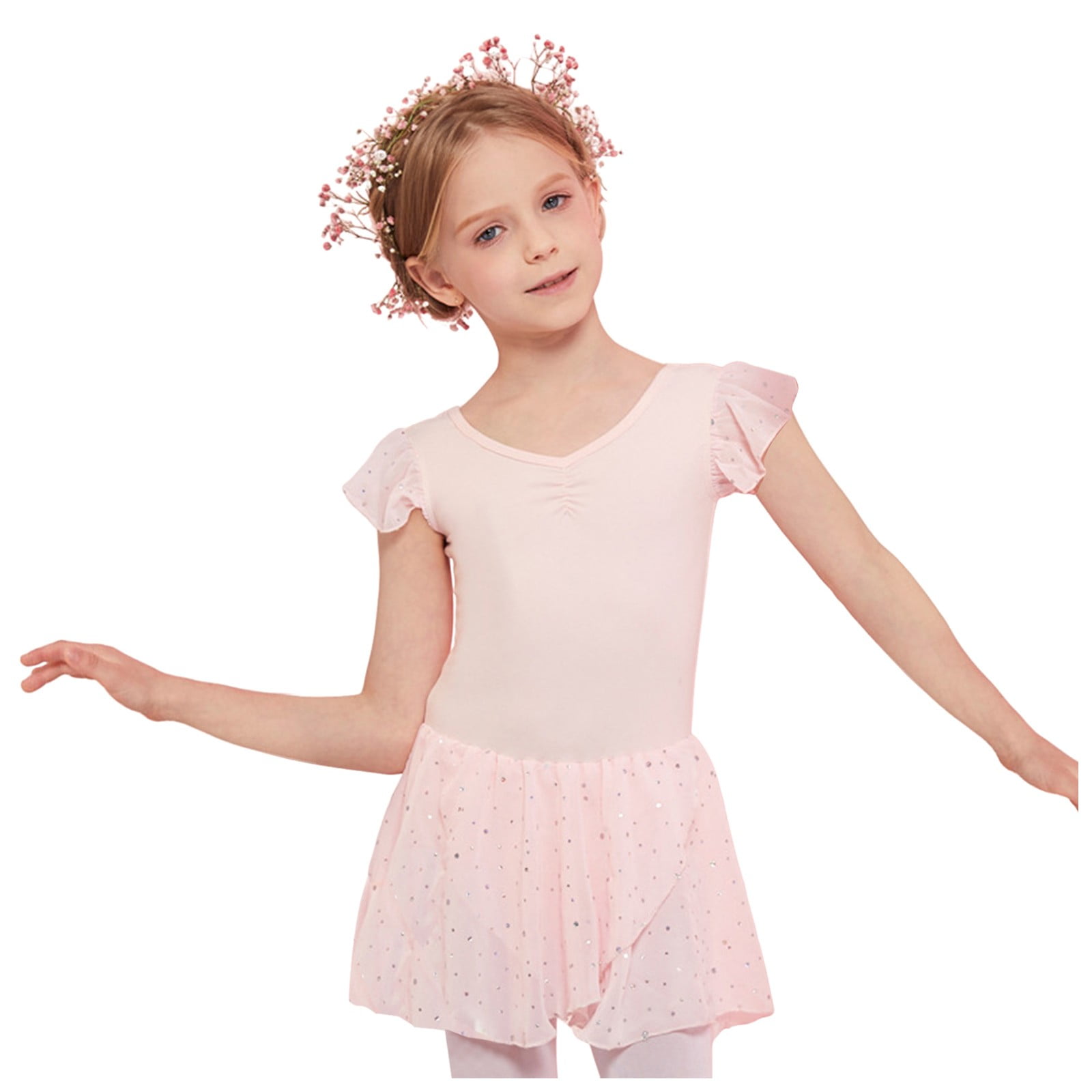 Ballet Leotards Girls Leotards Ballet Solid Short Sleeve Dance Practice ...