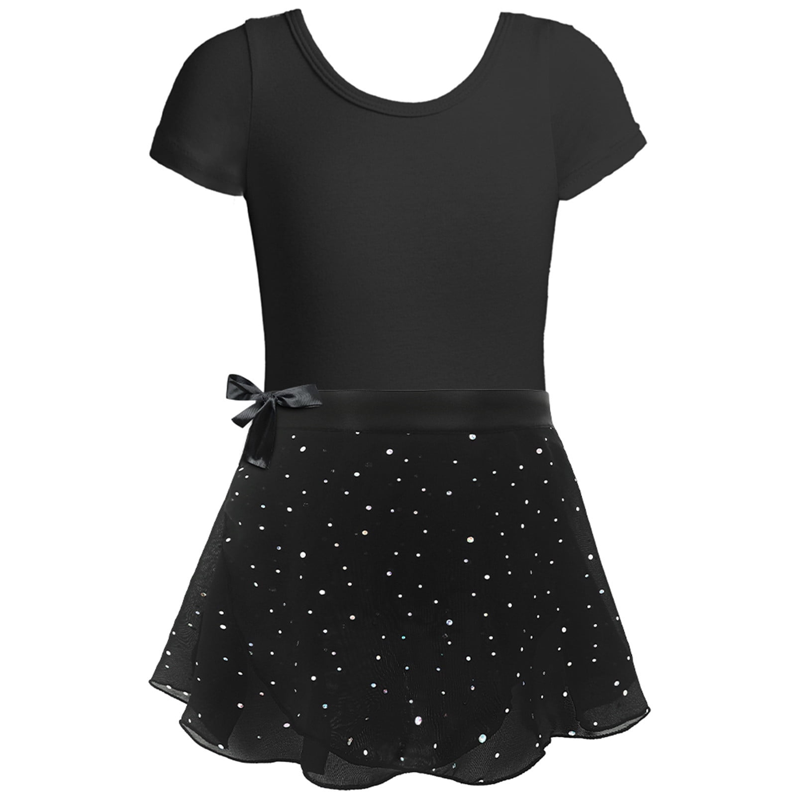 Ballet Leotards Girls Removable Skirt Combo Tie Ruffle Sleeve Dance ...