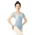Ballet Leotards With Pleated Design Short Sleeves Dancewear Bodysuit Teen Girls