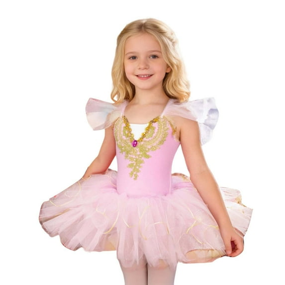 Ballet Leotards for Girls Dance Leotard Ruffle Sleeve Girls Dance Tutu ...