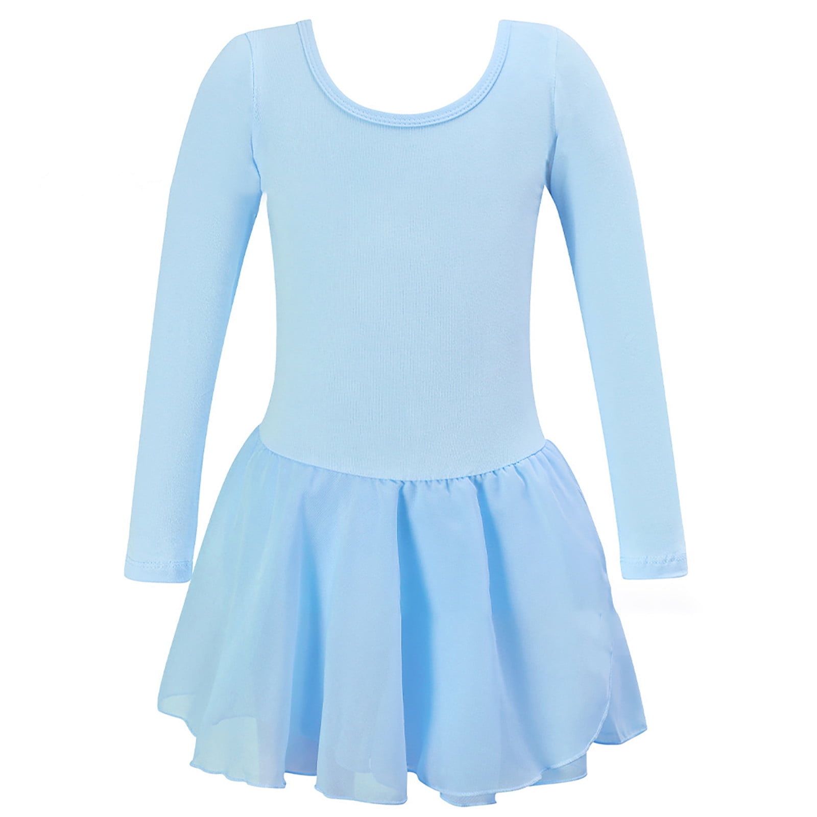 Ballet Leotards for Girls Long Sleeve Ballerina Skirted Bodysuit Solid ...