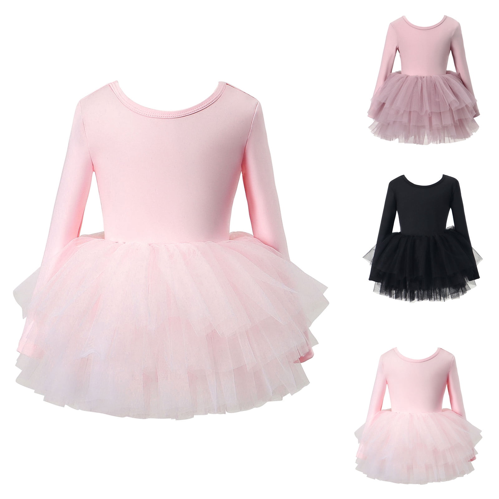 Ballet Leotards for Girls Long Sleeve Dance Tutu Dress Practice Elegant ...