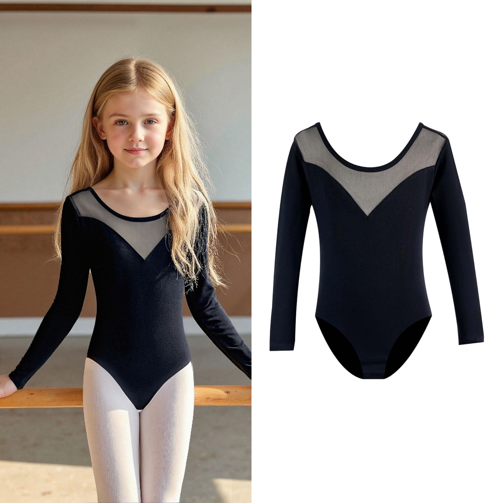 Ballet Leotards for Teens Classic Long Sleeve Black Ballet Leotards for ...