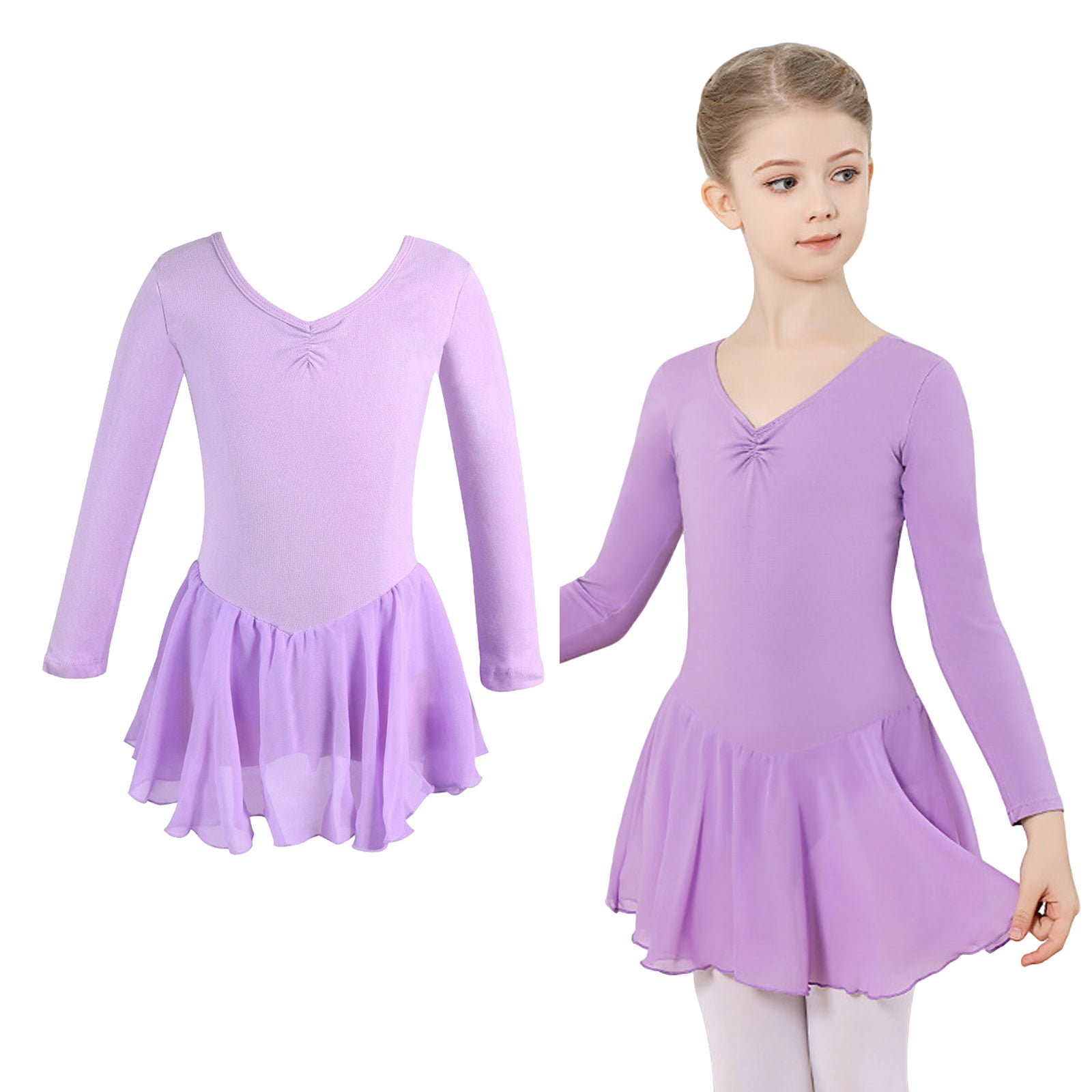 Ballet Leotards for Teens Classic Long Sleeve Purple Girls Leotards for ...