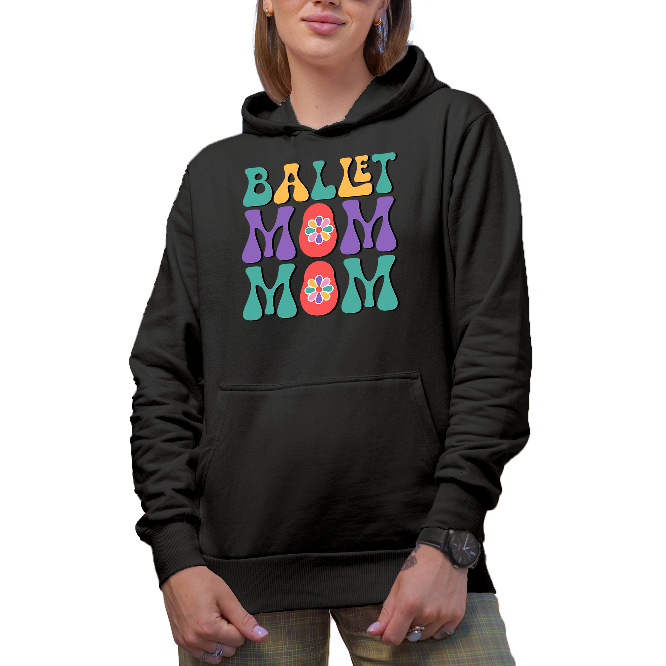 Ballet Mom Retro Merch Gift Ideas for Dancers Black Hooded Sweatshirt ...