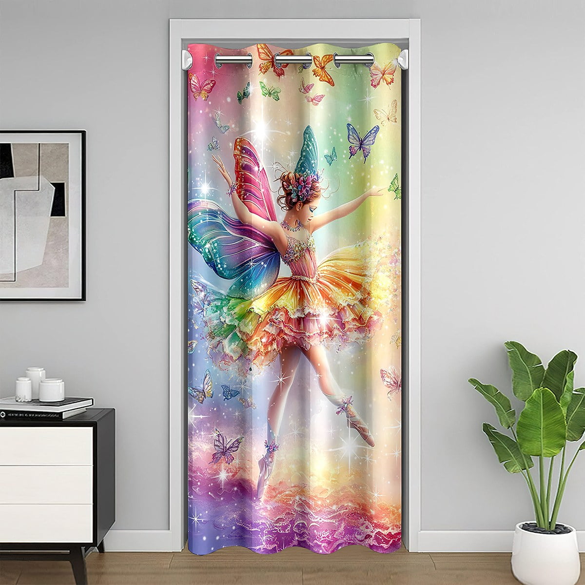 Ballet Princess Door Curtain,Colorful Butterfly Dreamy Fairy Tale ...