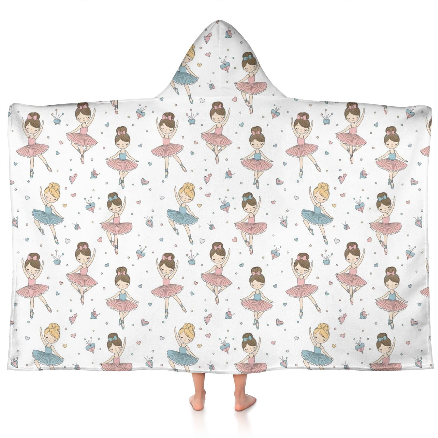 Ballet Princess Pattern Hooded Bath Towel，60"x35" for Ages 3 To 12 Kids ...