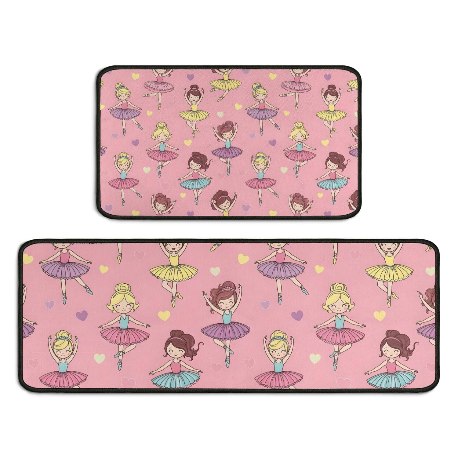 Ballet Princess Pattern Kitchen Rugs Sets Of 2,Anti Fatigue Kitchen Mat ...