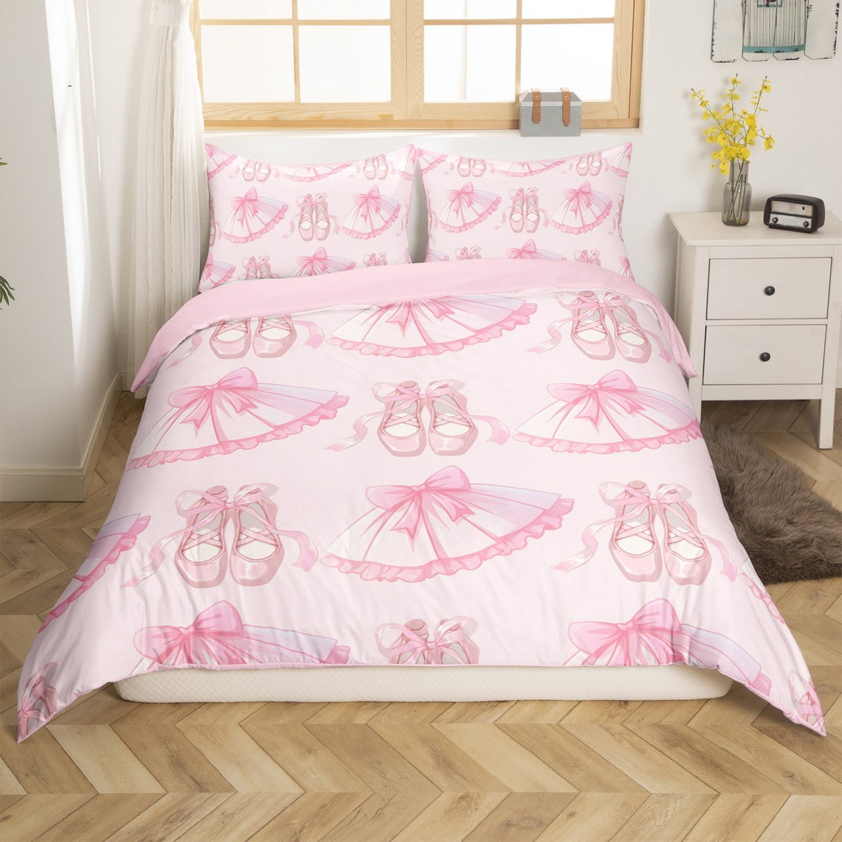 Ballet Shoes Duvet Cover Queen Size Princess Pink Skirt Comforter Cover ...