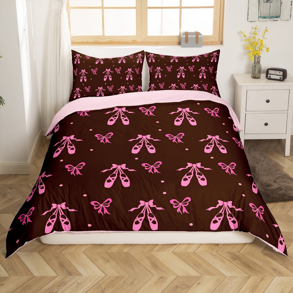 Ballet Shoes Duvet Cover Set Full Size Hand Drawn Bowknot Comforter ...