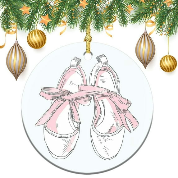 Ballet Shoes with Pink Ribbon Ceramic Ornament I Love Ballet Keepsake ...