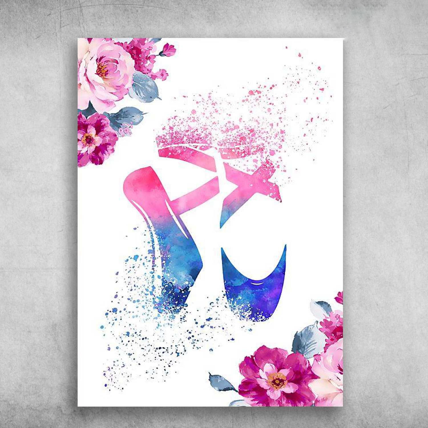 Ballet Shoes Poster - Flower Ballet Dancer 24 x 36 Inch Poster ...