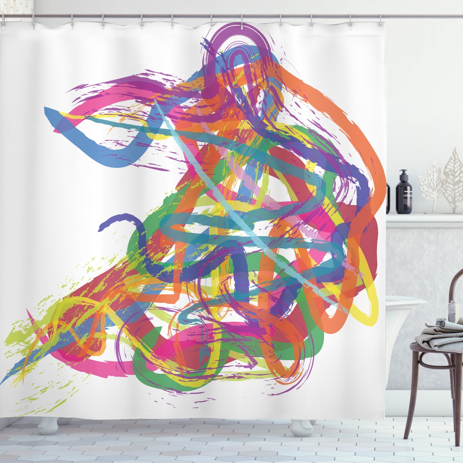 Ballet Shower Curtain, Abstract Ballet Dancer in Contemporary Style ...