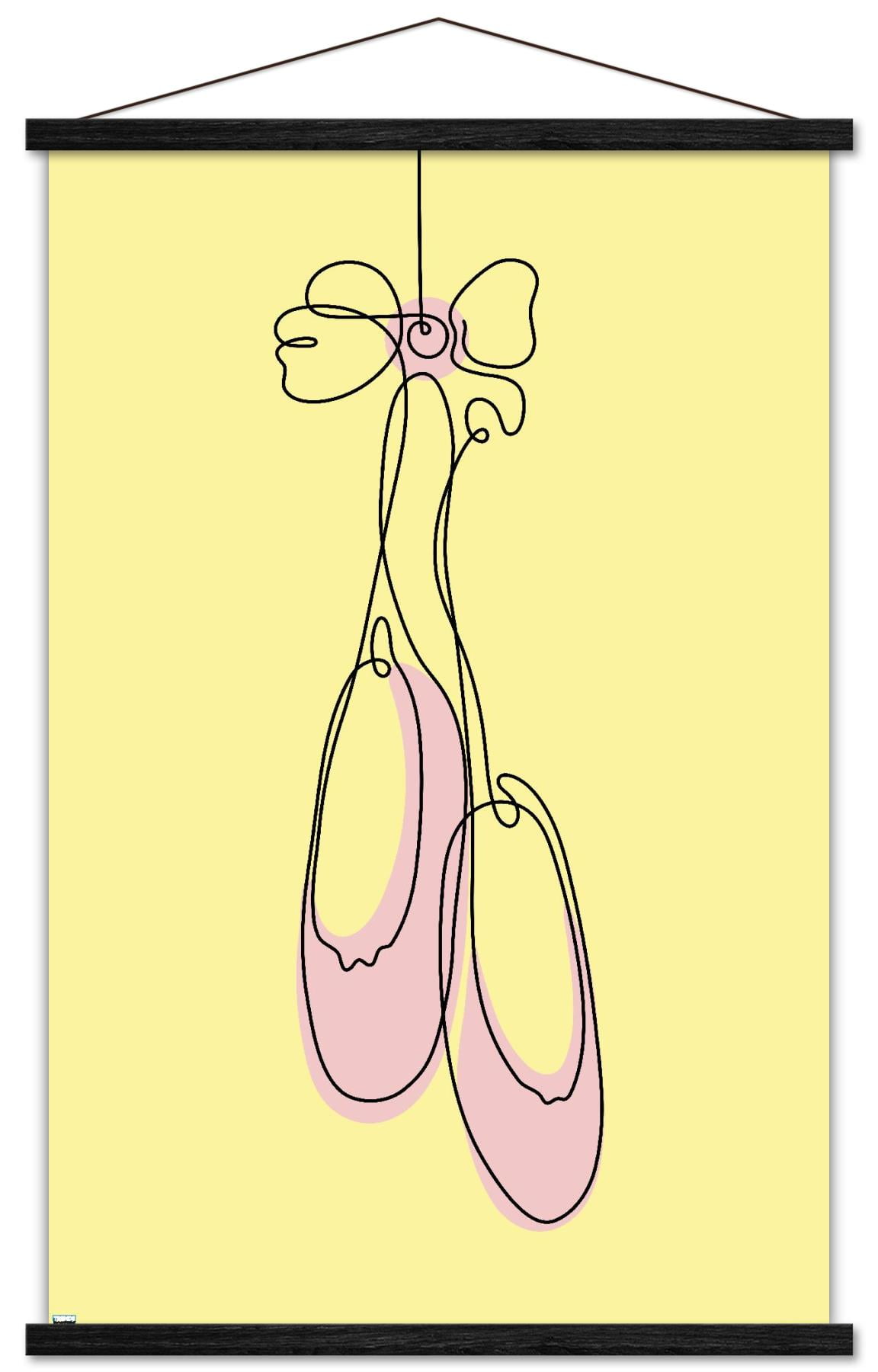 Ballet Slippers Continuous Line Wall Poster with Magnetic Frame, 22.375 ...