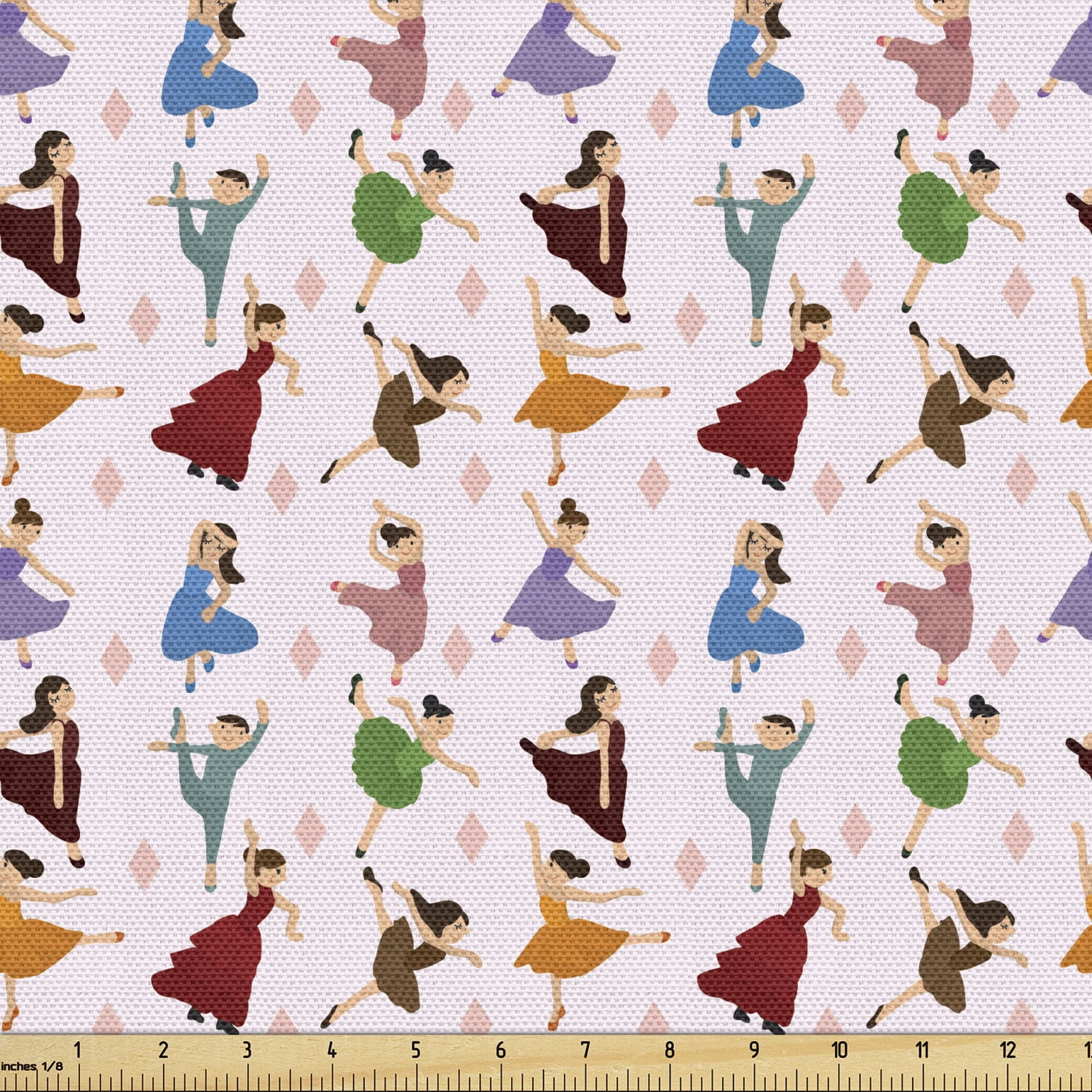 Ambesonne Ballet Fabric by the Yard Upholstery, Dancer Girls Colorful ...