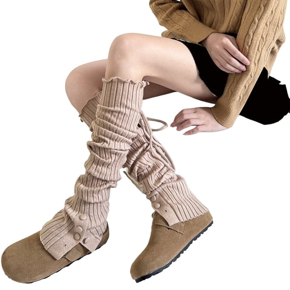 Ballet Styles Buttons Open Split Ribbed Knitted Leg Warmers Color Thigh ...