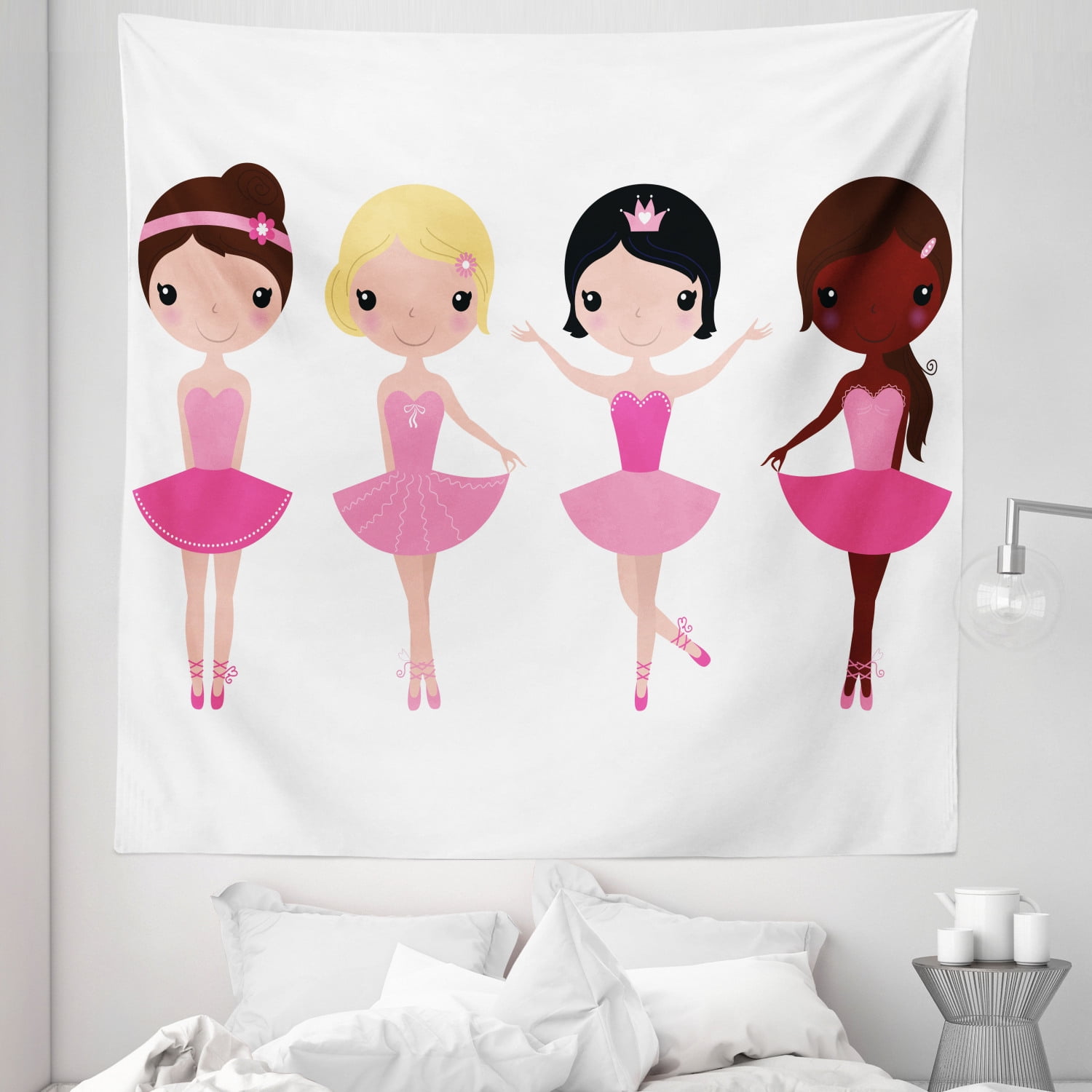 Ballet Tapestry, Little Happy Girl Ballerinas National Diversity ...