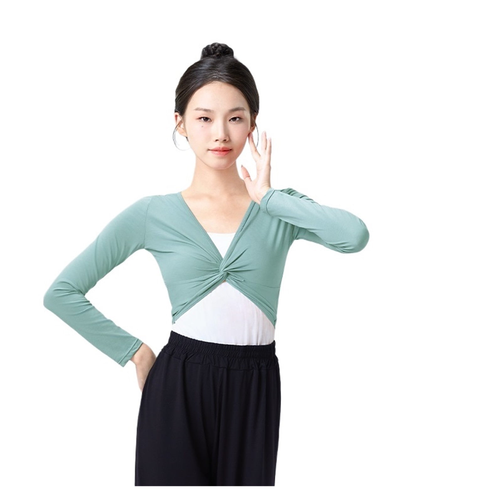 Ballet Tops Woman Dance Wrap Top Ballet Crop Top Coat Dance Shirt for ...