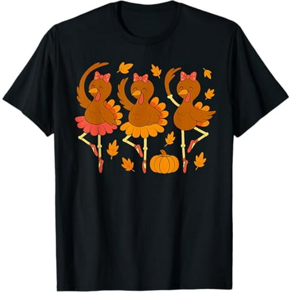 Ballet Turkey Pumpkin Fall Autumn Girls Turkey Thanksgiving T-Shirt ...