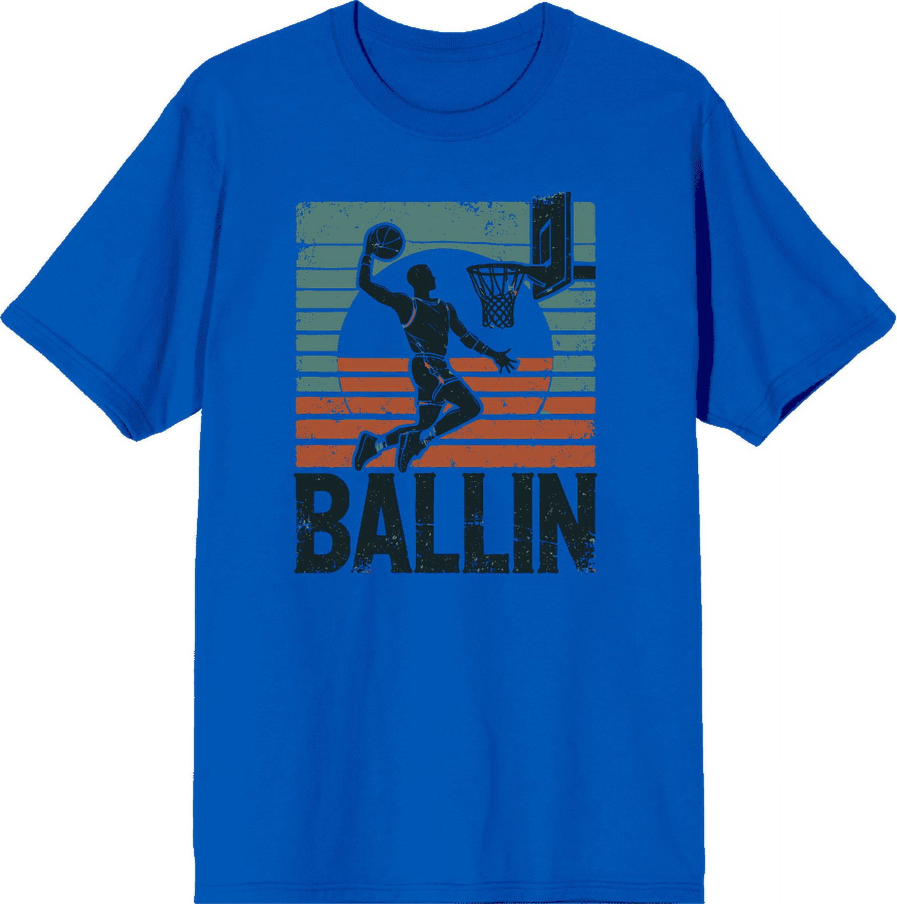 Ballin Slam Dunk Adult Royal Blue Crew Neck Short Sleeve Tee-XXL ...
