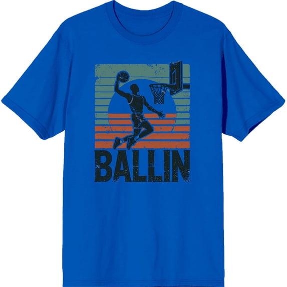 Ballin Slam Dunk Adult Royal Blue Crew Neck Short Sleeve Tee-XXL ...