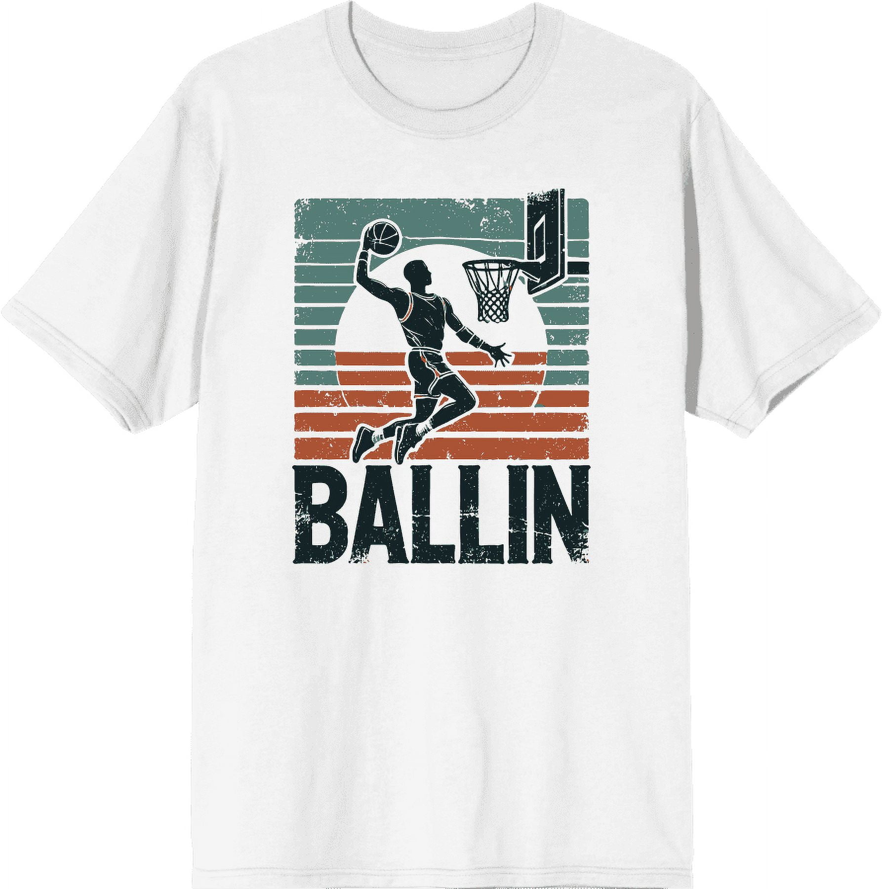 Ballin Slam Dunk Adult White Crew Neck Short Sleeve Tee-XXL - Walmart.com