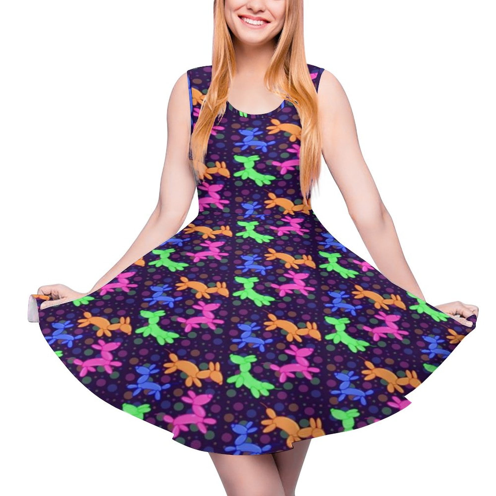 Ballon Skies Dress High Waist Colorful Balloons Print Street Style Dresses Summer Woman ...