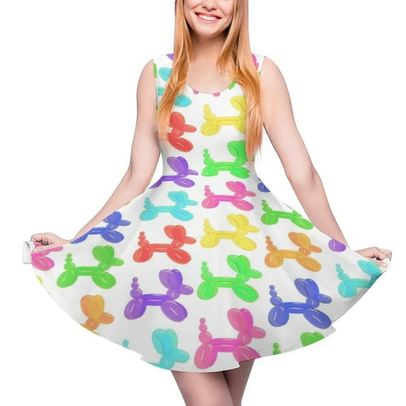 Ballon Skies Dress High Waist Colorful Balloons Print Street Style ...
