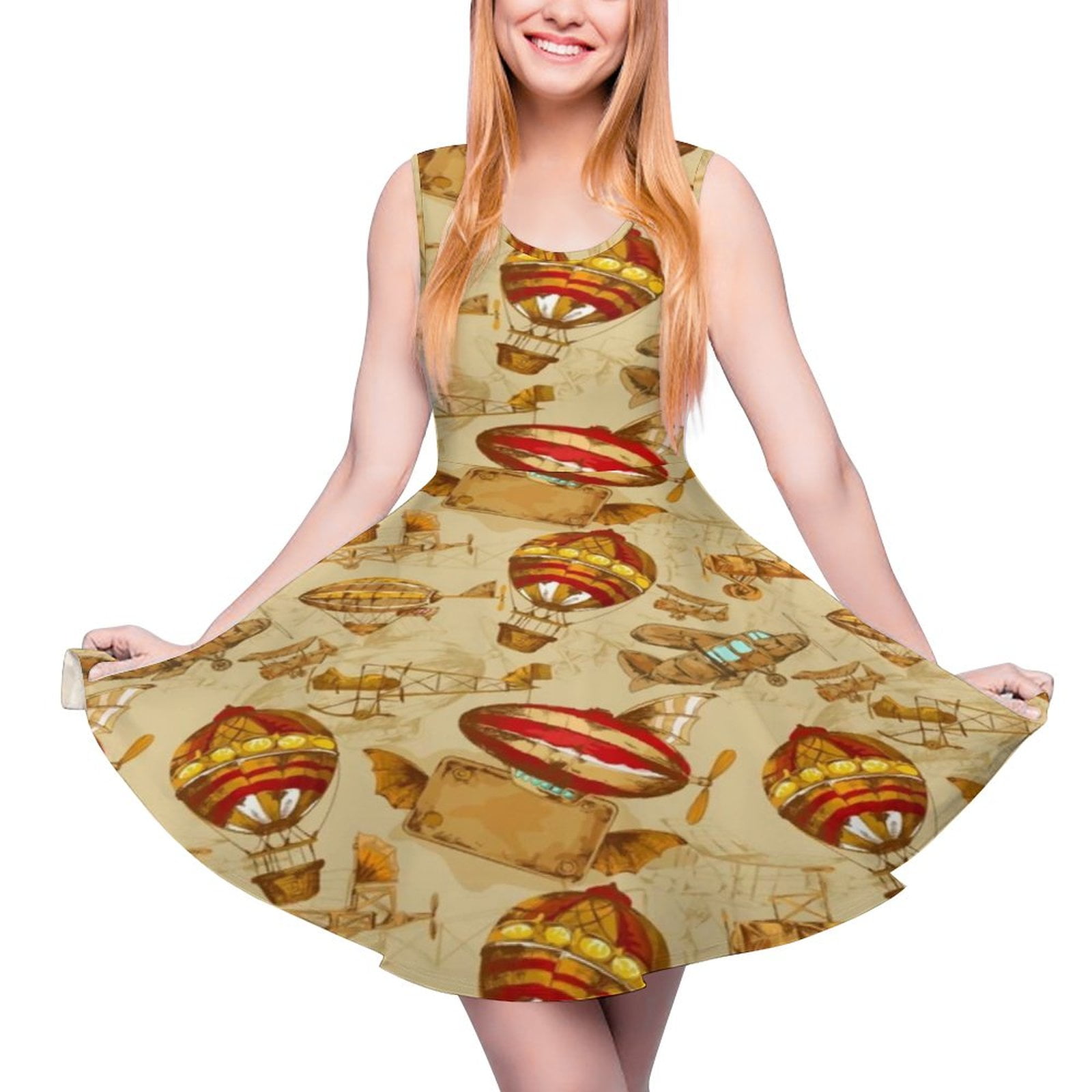 Ballon Skies Dress High Waist Colorful Balloons Print Street Style Dresses Summer Woman ...