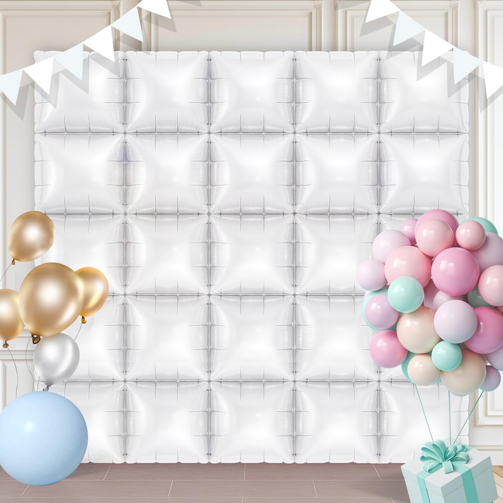 Balloon Arch Backdrop Square Foil Balloon Wall 25 Pcs Double Sided ...