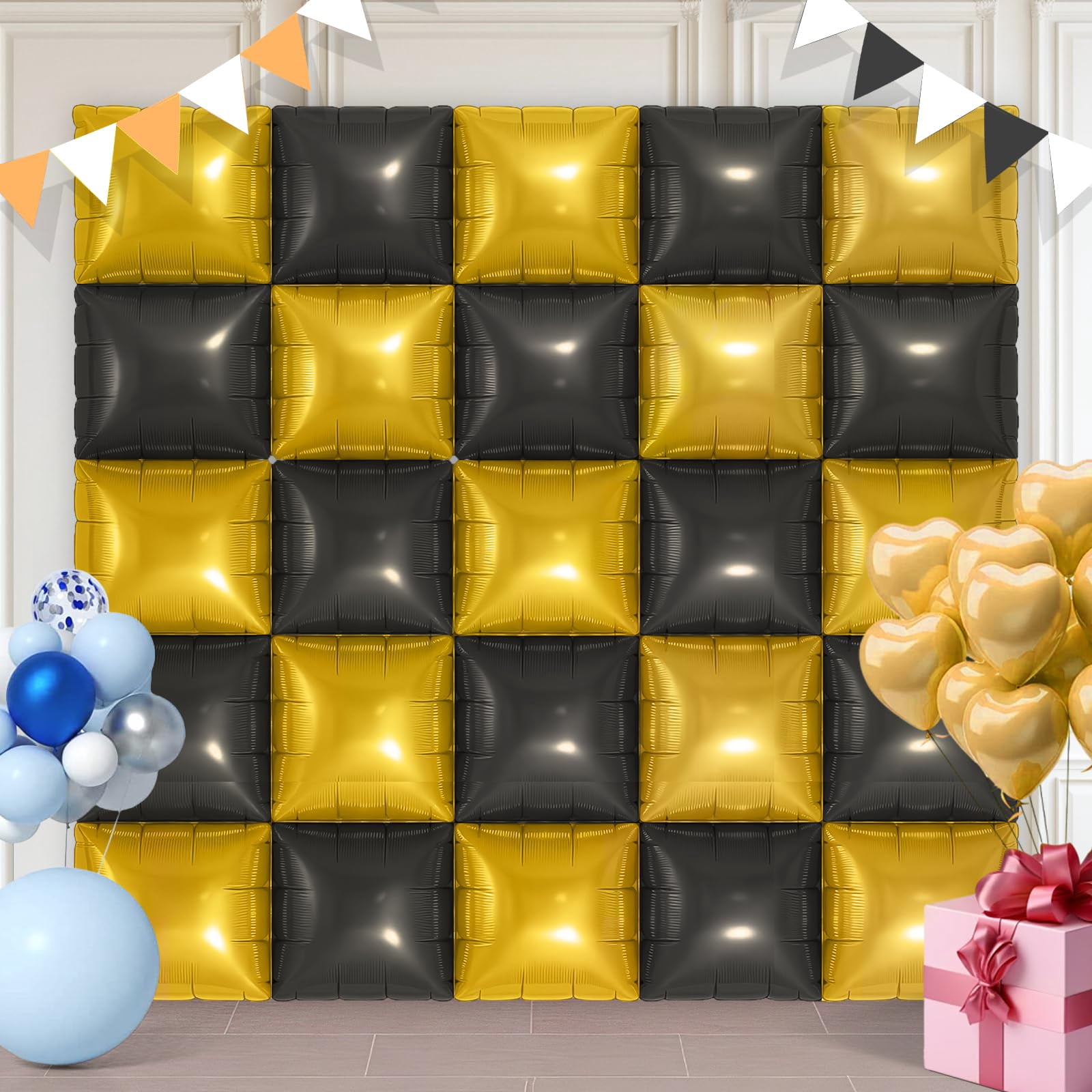 Balloon Arch Backdrop Square Foil Balloon Wall 25 Pcs Double Sided ...