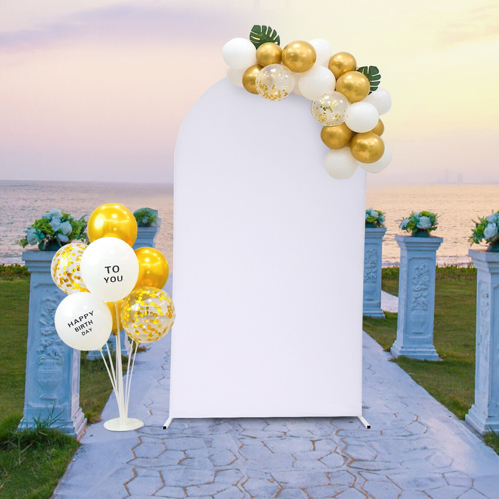 Balloon Arch Frame Kit White Wedding Arch With Cloth Cover,for Wedding ...