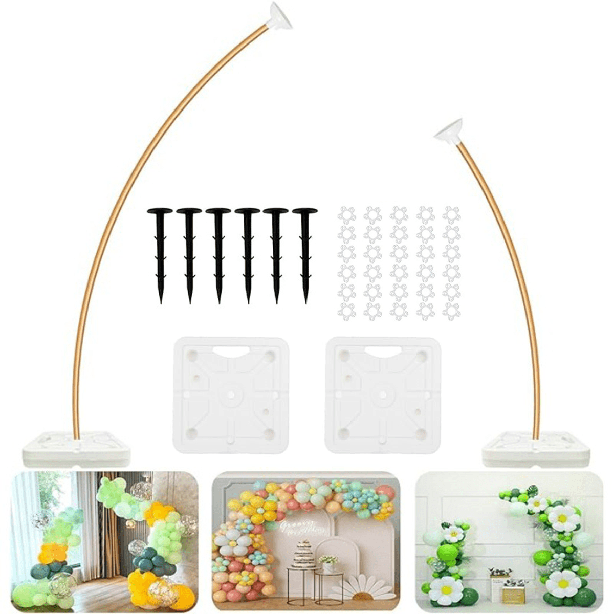 Balloon Arch (Gold) Kit 8.2ft High and 5ft DIY Free Bend Shape Half ...