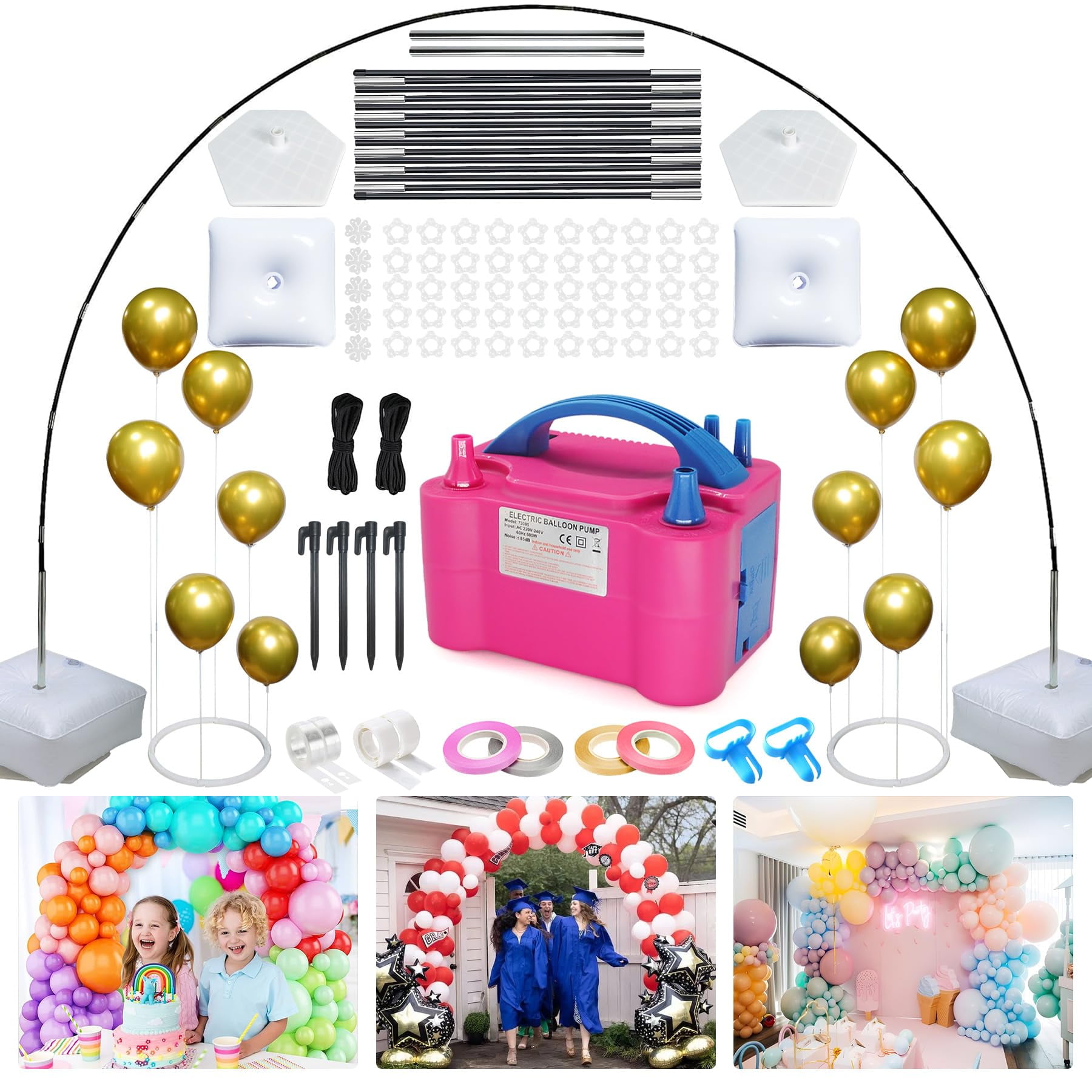 Balloon Arch Kit, 10FT Wide & 9FT Tall Adjustable Balloon Arch Stand ...