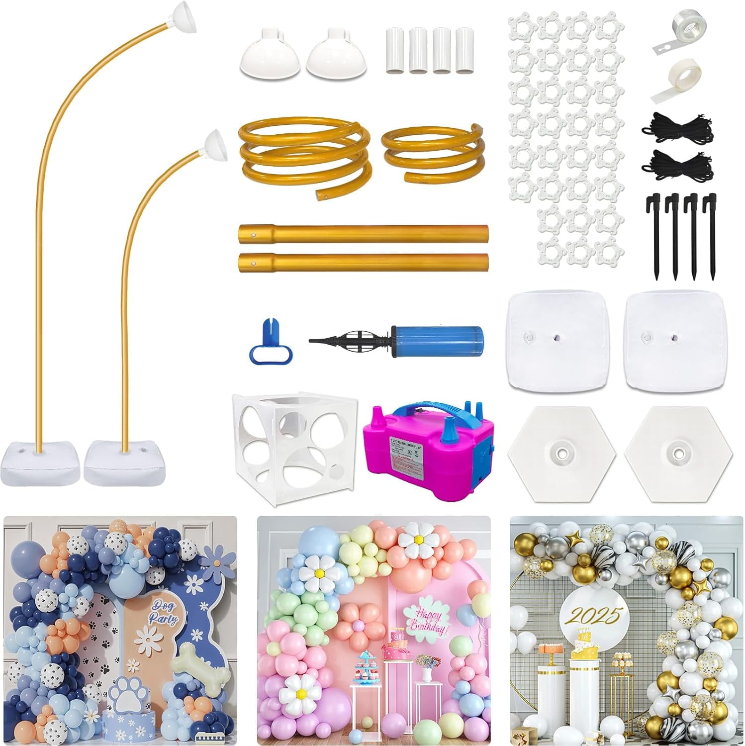 Balloon Arch Kit with Balloon Pump Electric, 8.2FT & 5FT Half Arch Free ...