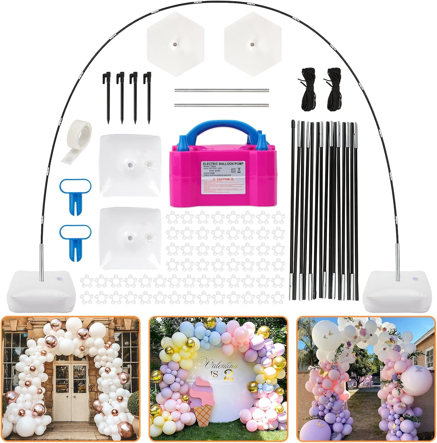 Balloon Arch Kit with Electric Pump, 10 Ft Adjustable Floor Stand ...