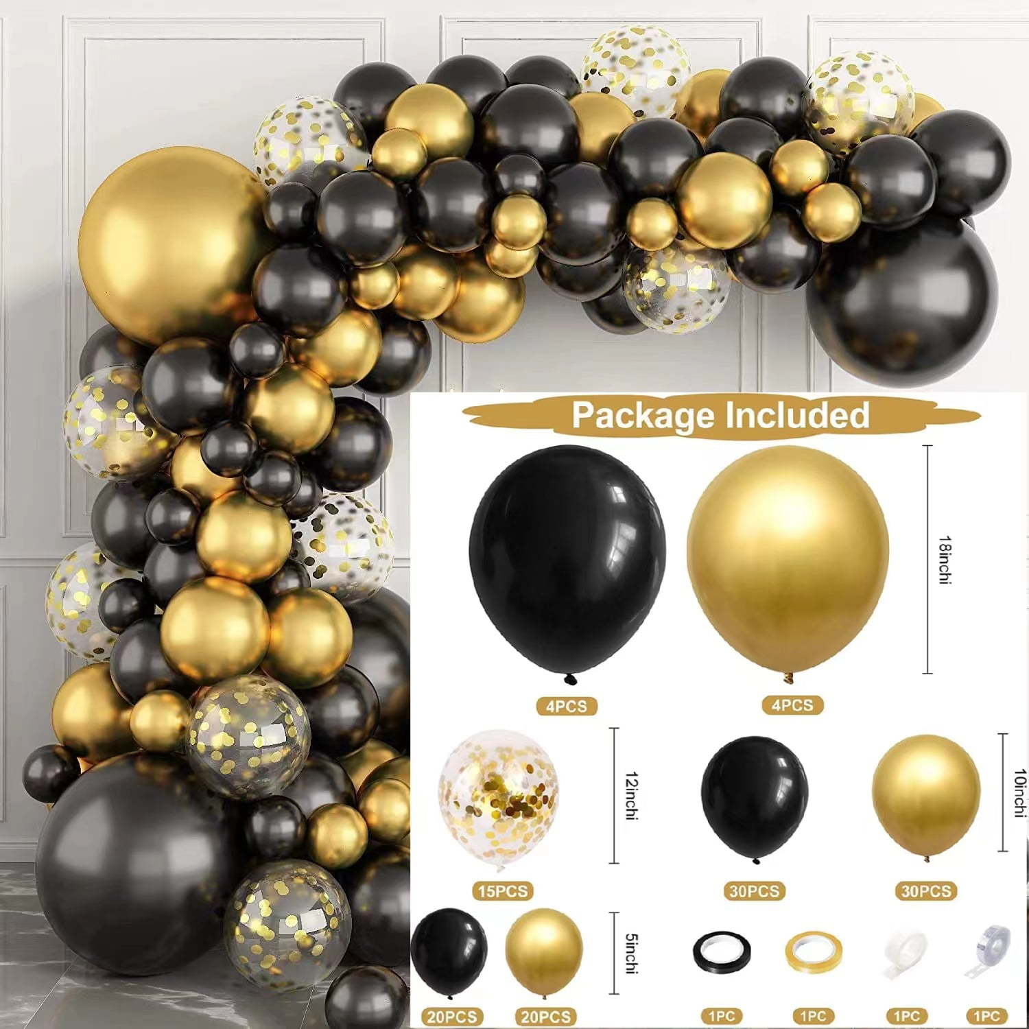 Balloon Arch Set Multi-color Party Decoration Kits,Black and Golden ...