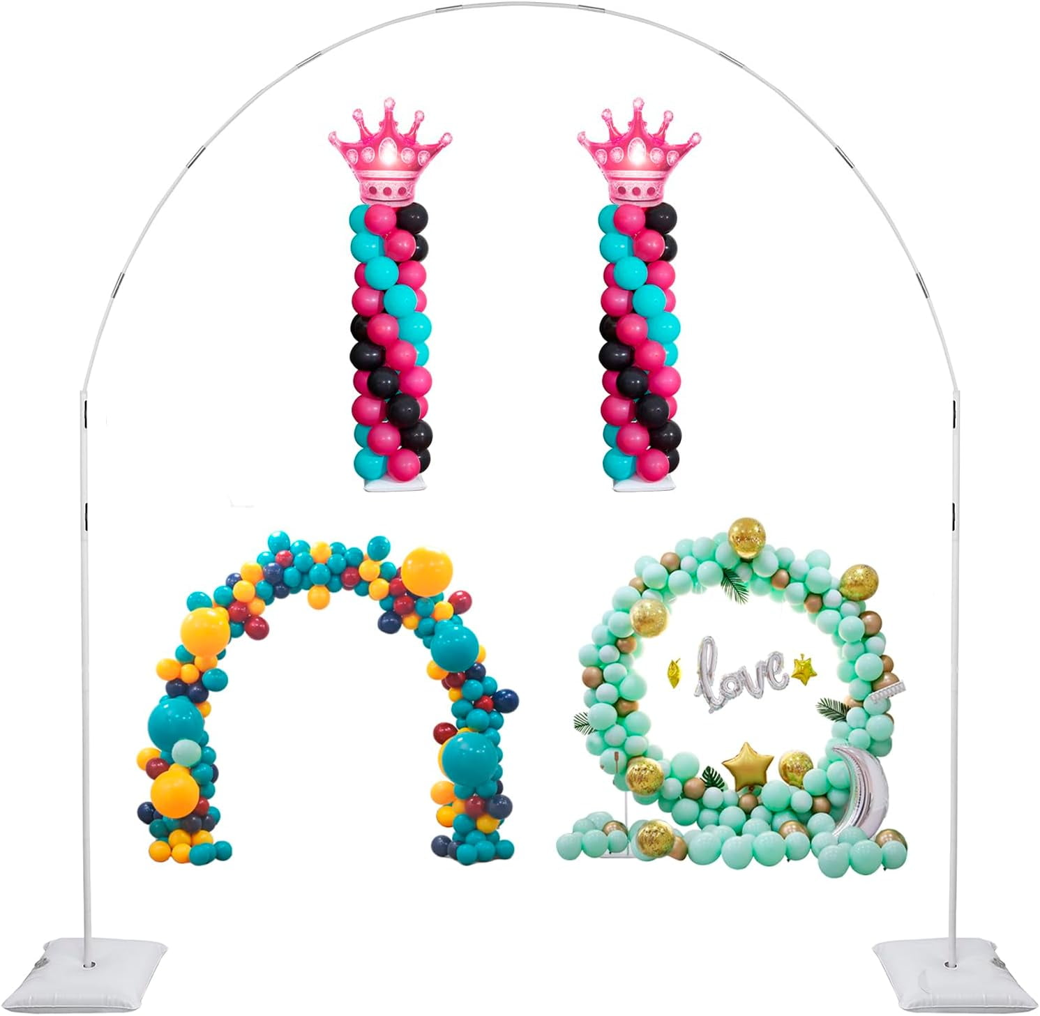Balloon Arch Stand, 7.5ft Large Round Backdrop Frame, Adjustable Half ...