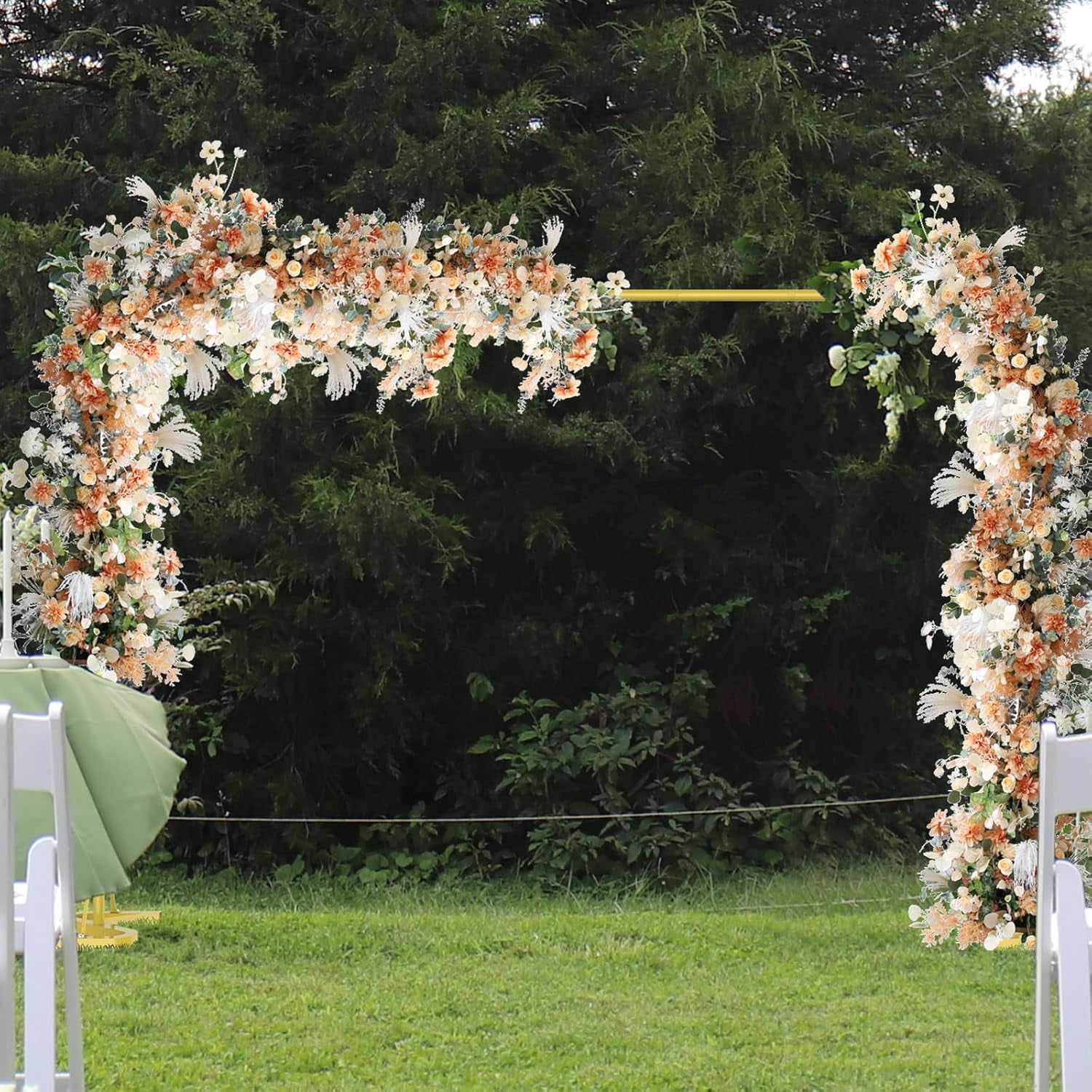 Balloon Arch Stand Kit 10x7 FT Gold Metal Background Support with ...